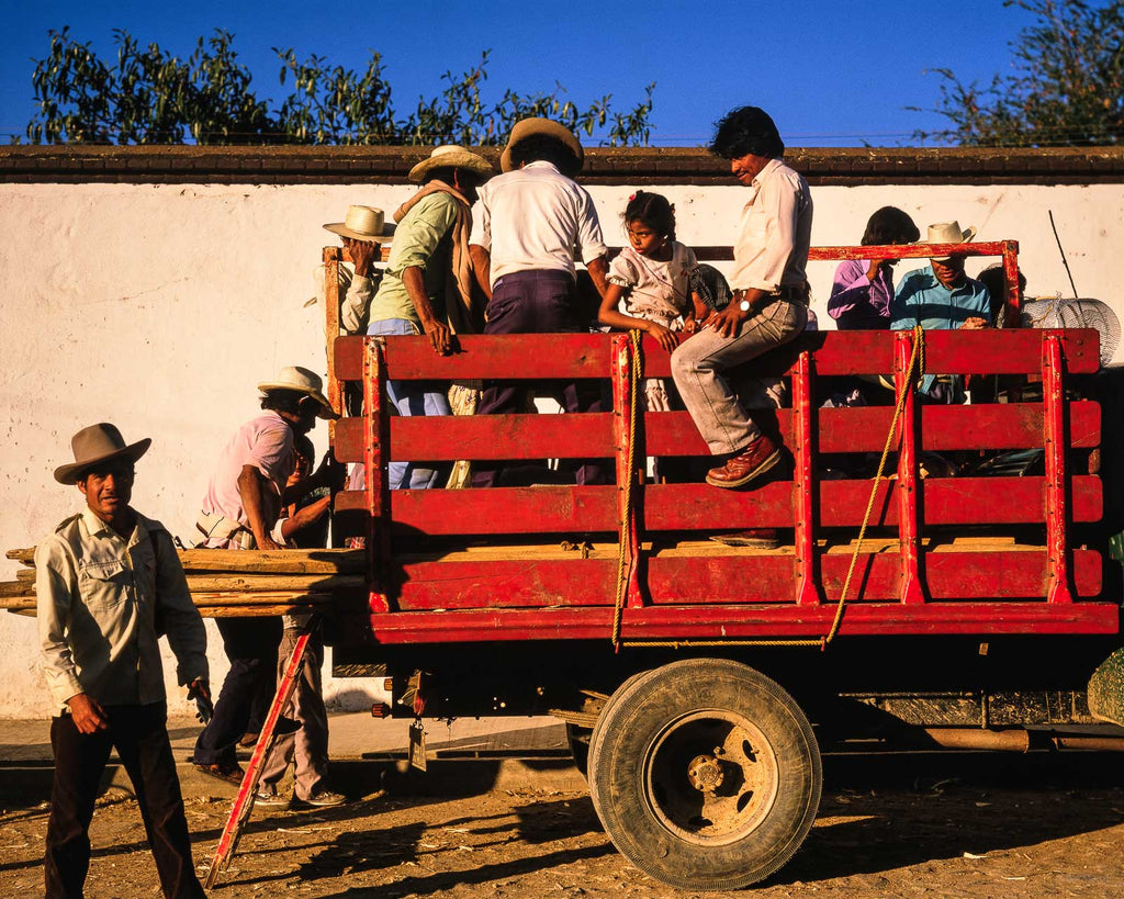 Group of Men, Red Truck, Oaxaca – Jay Maisel