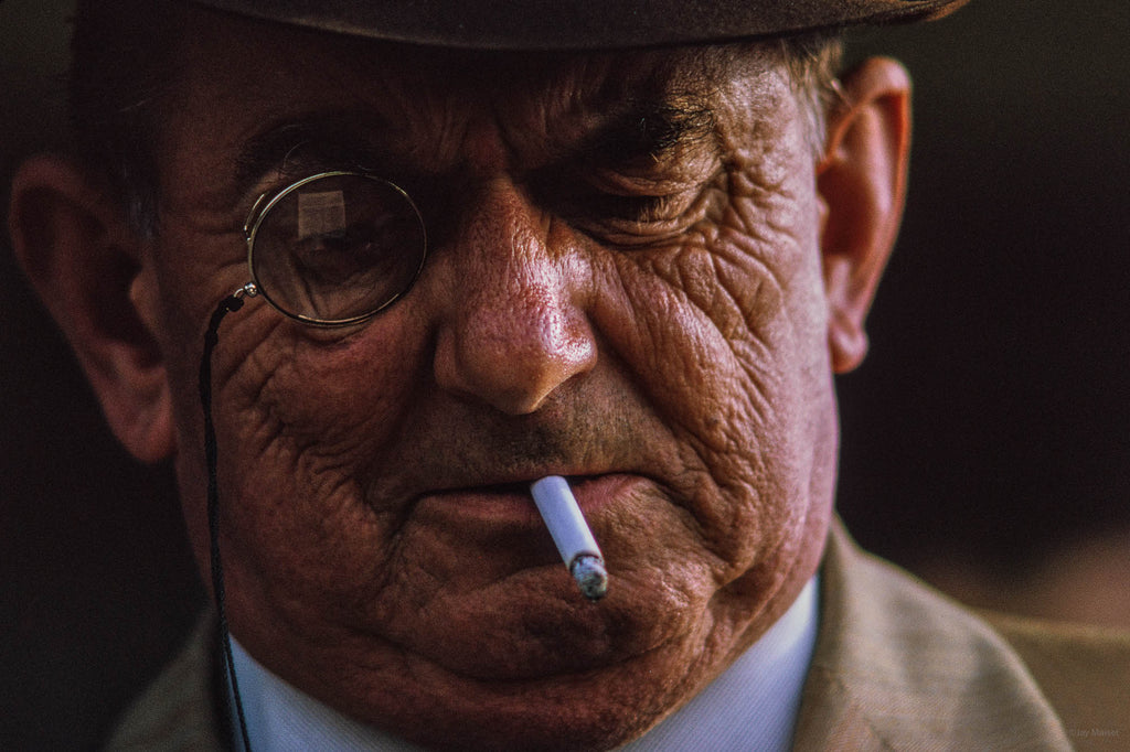 Man's Head, Monocle, Cigarette, London – Jay Maisel