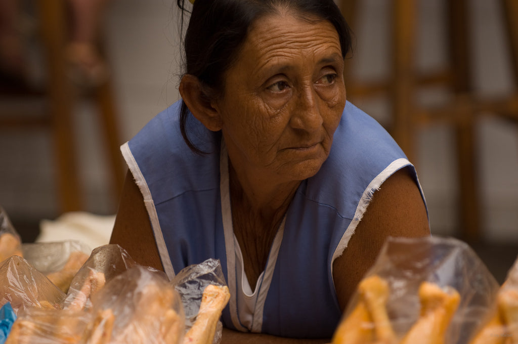 Older Woman in Blue, Amazon, Brazil – Jay Maisel